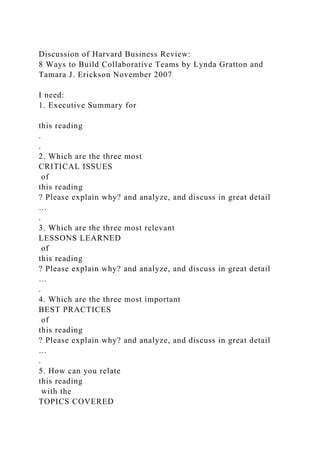 Discussion of Harvard Business Review 8 Ways to Build Collaborati.docx