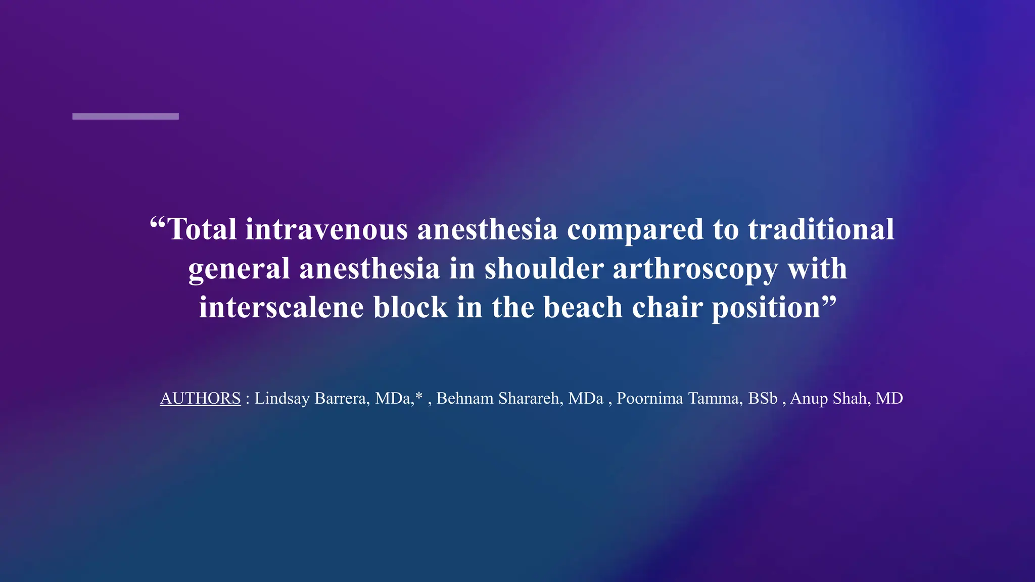 Total Intravenous Anaesthesia (TIVA) and its Example | PPTX