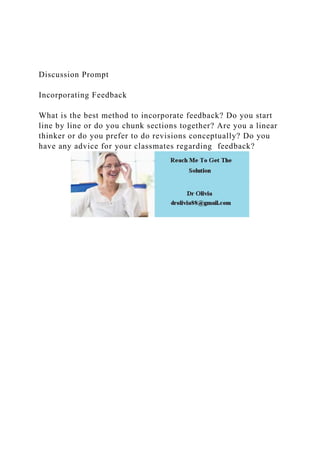 Discussion PromptIncorporating FeedbackWhat is the best | DOCX