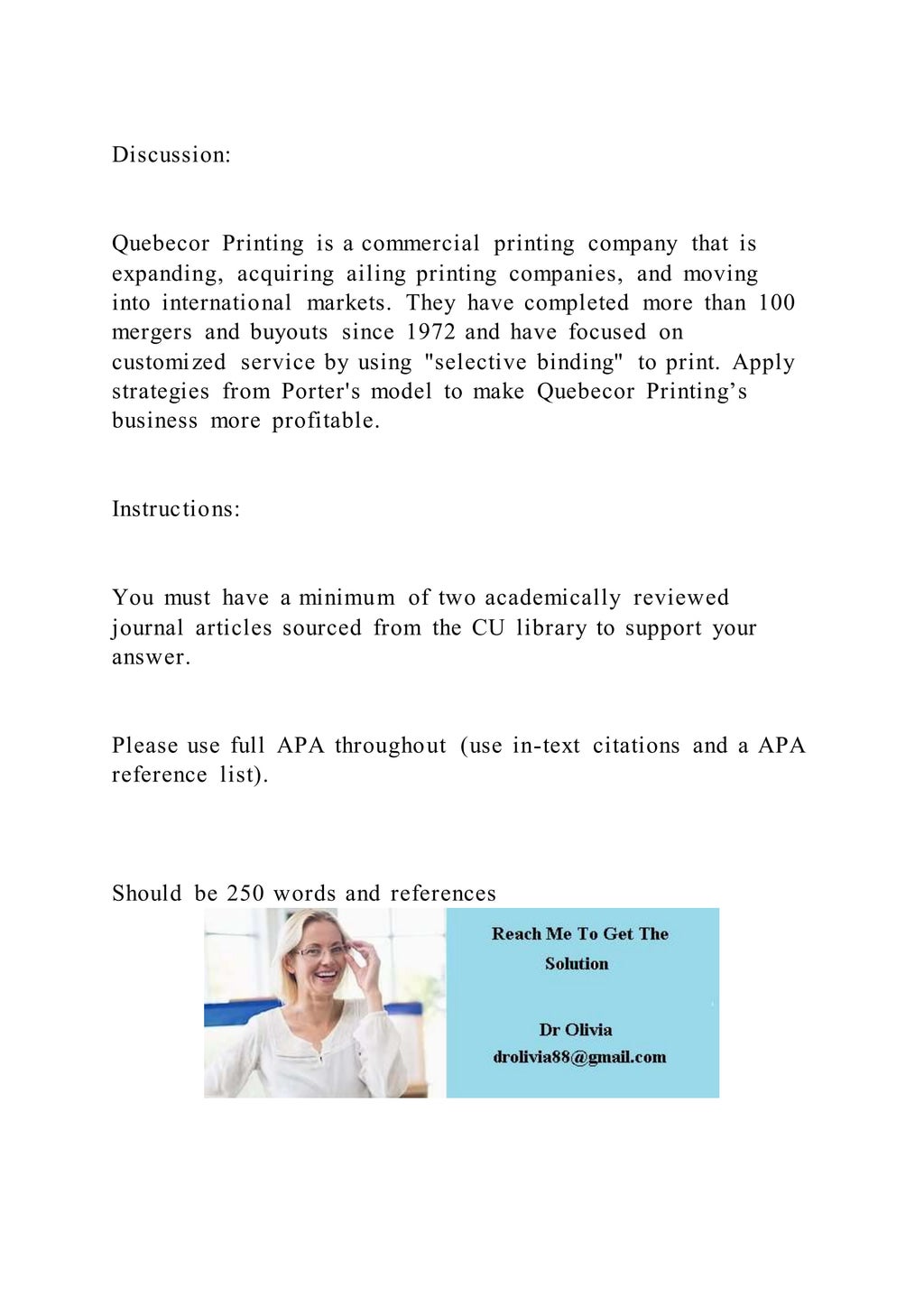 DiscussionQuebecor Printing is a commercial printing company | DOCX
