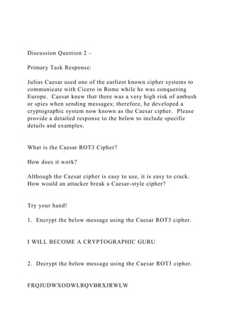 Discussion Question 2 –Primary Task ResponseJulius Caes.docx ...