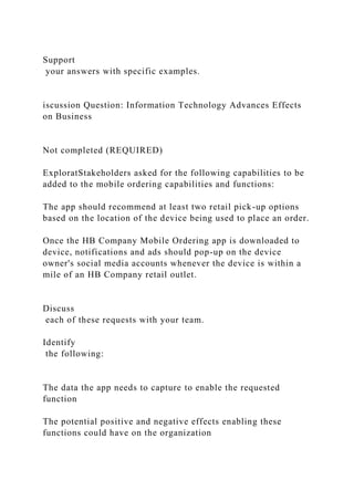 Discussion Question Information Technology Advances Effects on Busi.docx