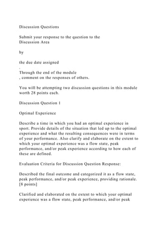 Discussion QuestionsSubmit your response to the question to the .docx
