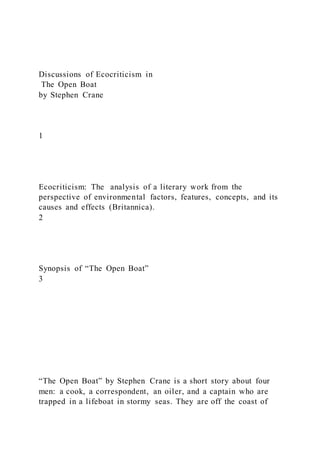 Discussions of Ecocriticism in The Open Boat by Stephen Cran | DOCX