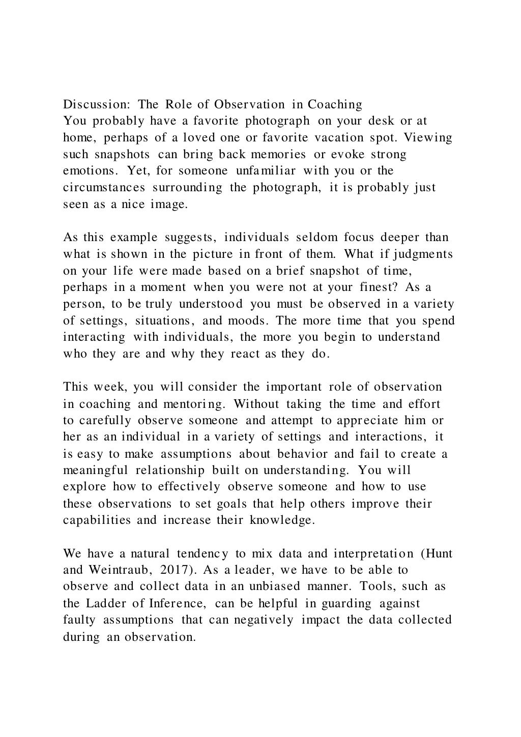 Discussion The Role of Observation in CoachingYou probably have | DOCX