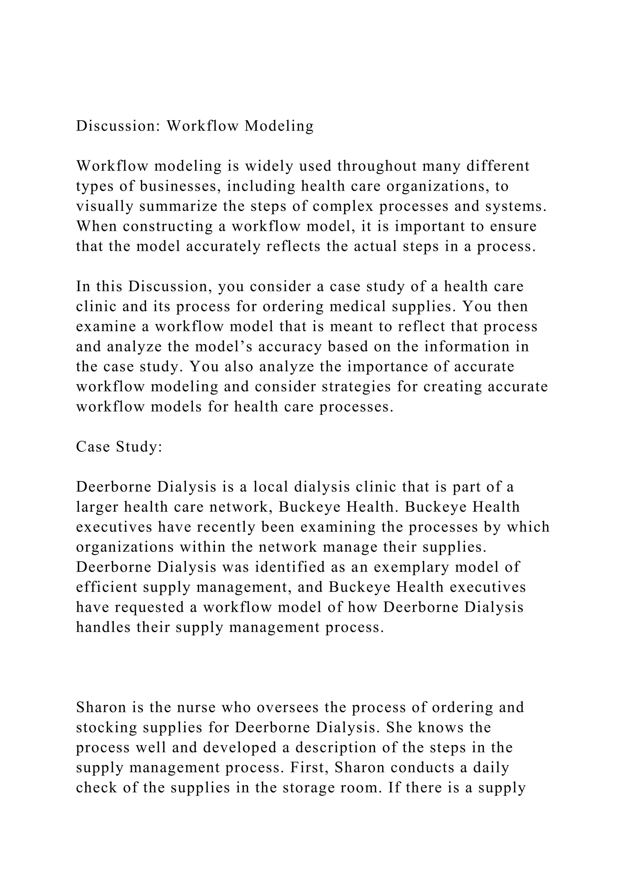 Discussion Workflow ModelingWorkflow modeling is widely used .docx | Computer Software and ...