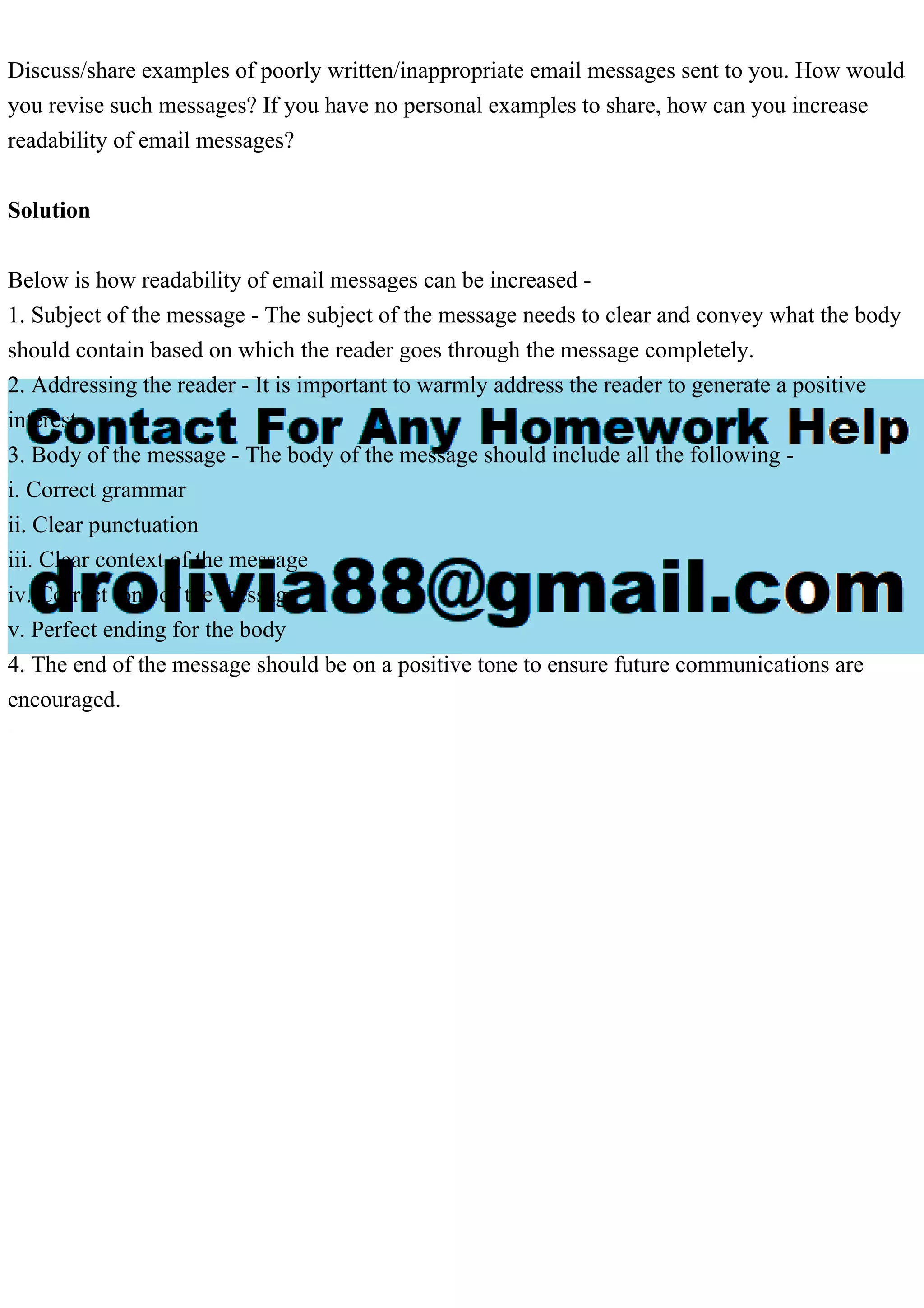 Discussshare examples of poorly writteninappropriate email message.pdf