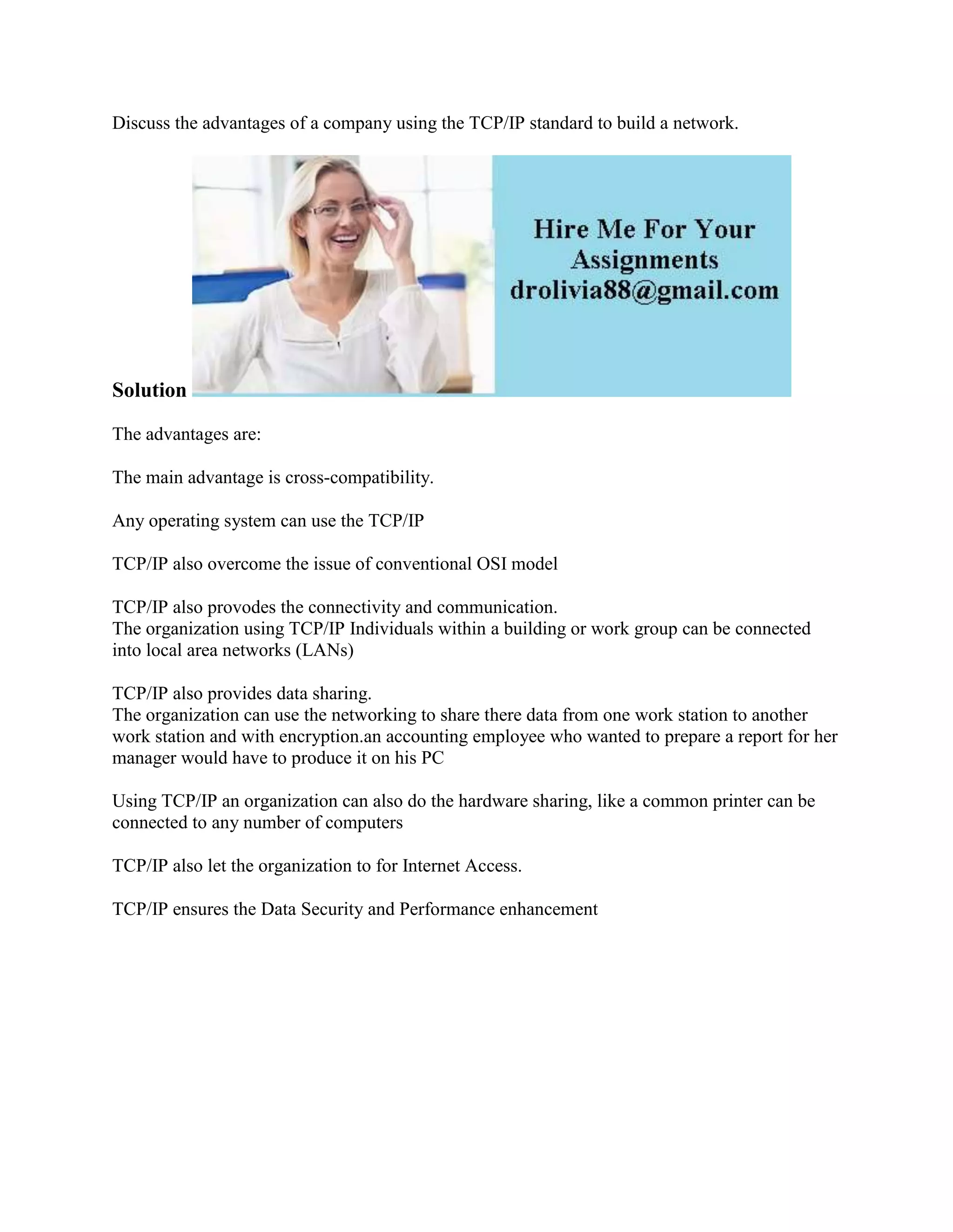 Discuss the advantages of a company using the TCP-IP standard to build.docx