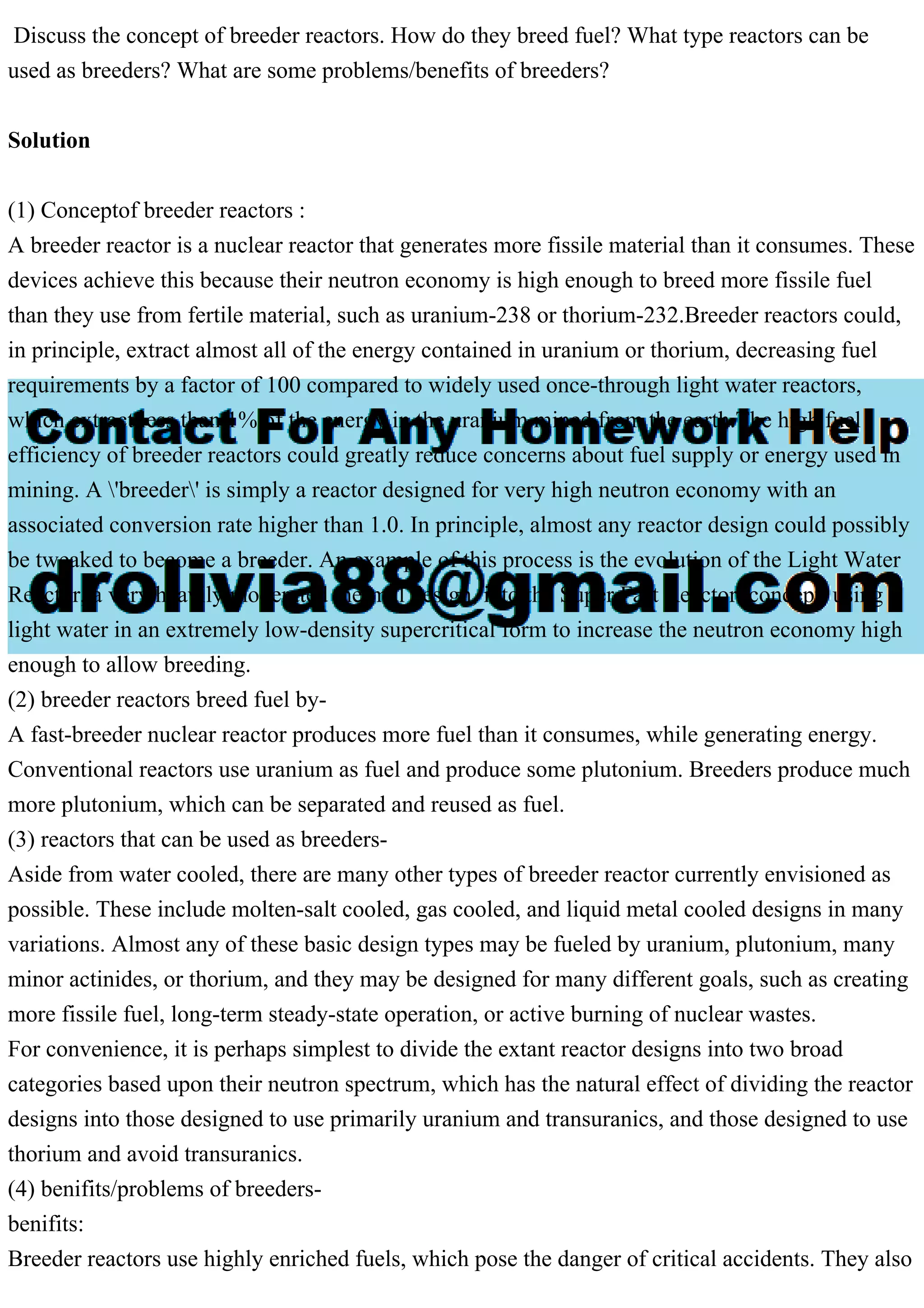 Discuss the concept of breeder reactors. How do they breed fuel What.pdf
