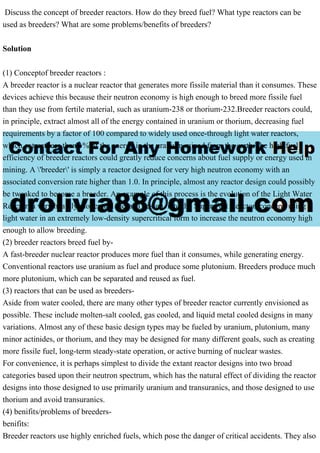 Discuss the concept of breeder reactors. How do they breed fuel What.pdf