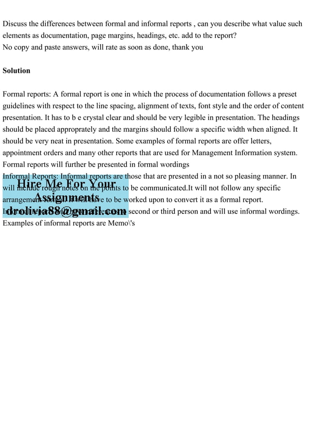 Discuss the differences between formal and informal reports , can yo.pdf