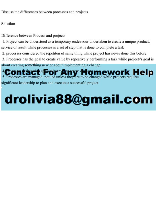 Discuss the differences between processes and projects.Solution.pdf