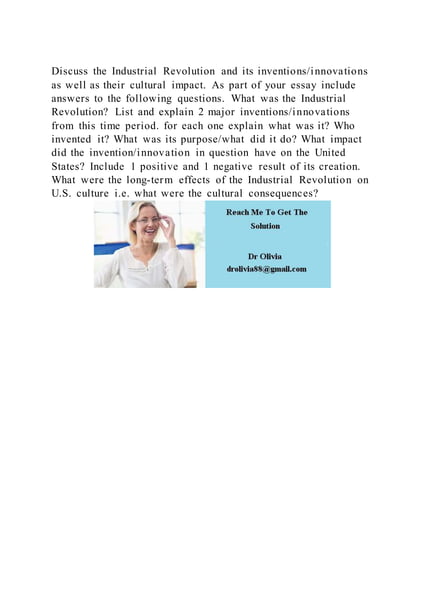 Discuss the Industrial Revolution and its inventionsinnovations as | PDF