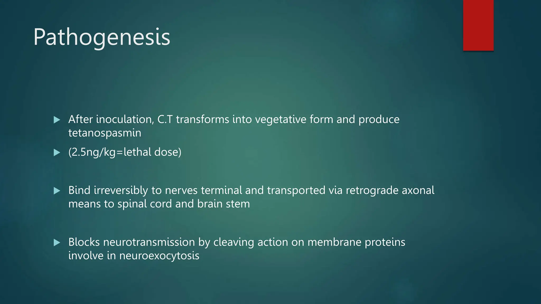 DISCUSS THE PATHOGENESIS,CLINICAL PRESENTATION OF TETANUS.ADD A NOTE ON ...