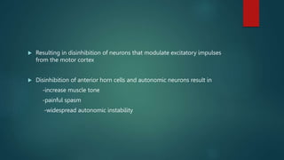 DISCUSS THE PATHOGENESIS,CLINICAL PRESENTATION OF TETANUS.ADD A NOTE ON ...
