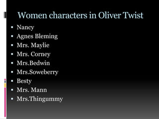 Discuss the portrait women characters in oliver twist | PPTX