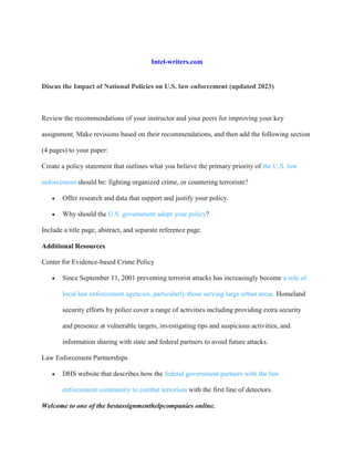 Discus the Impact of National Policies on U.S. law enforcement (updated ...