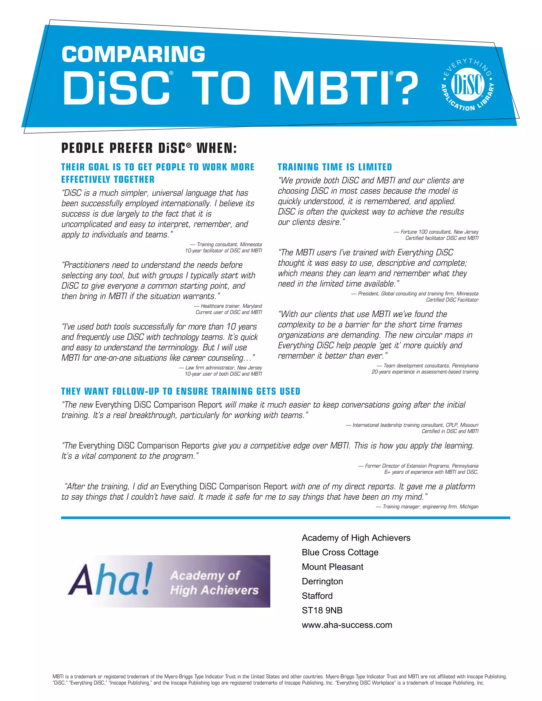 DiSC v mbti | PDF