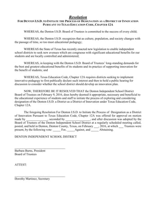 DISD DOI Resolution | PDF