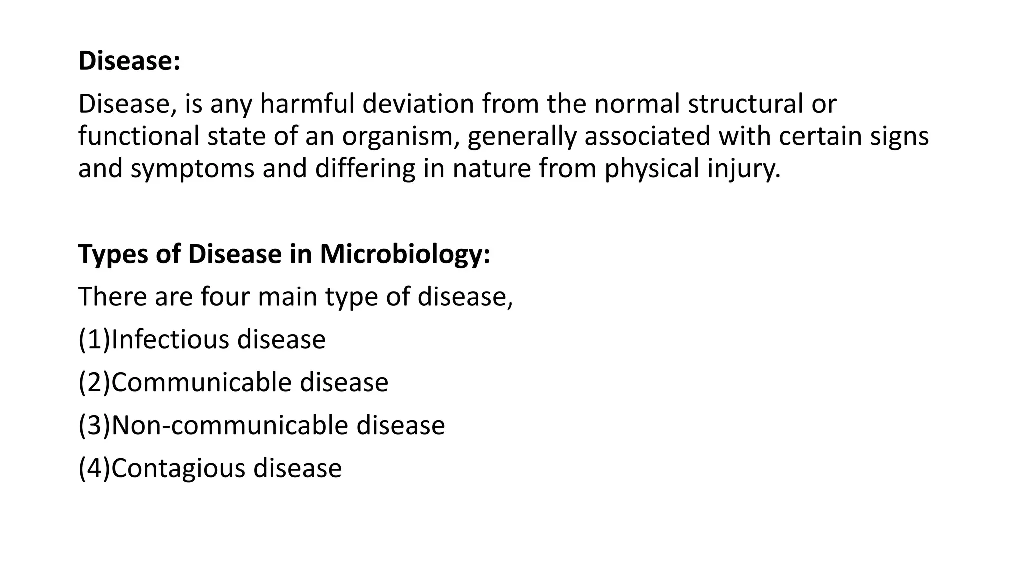 Disease and its types in microbiology | PPTX