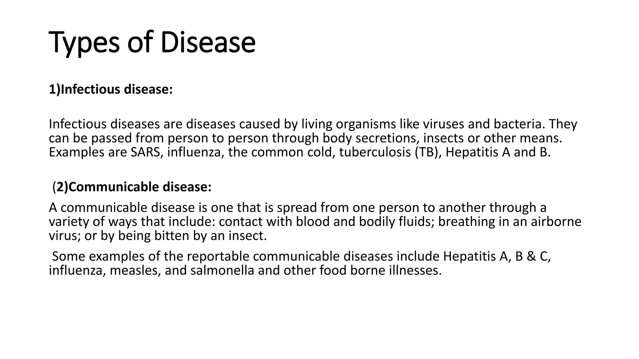 Disease and its types in microbiology | PPTX