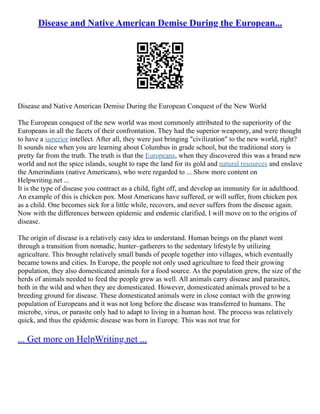 Disease And Native American Demise During The European... | PDF