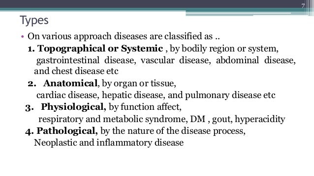 Disease classification topic for pedagogy