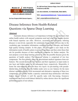 Disease inference from health related questions via sparse deep learning | PDF