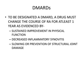 Disease modifying anti rheumatoid drugs in rheumatoid arhtritis | PPT