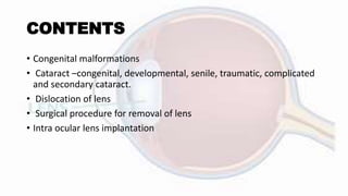 DISEASE OF CRYSTALLINE LENS, CATARACTpptx | PPT