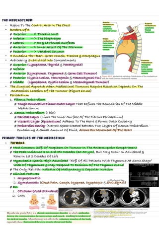 Disease of mediastum (thoracic surgery) pdf | PDF