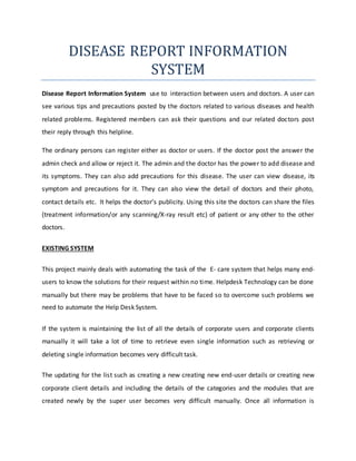 Disease report information system | DOCX