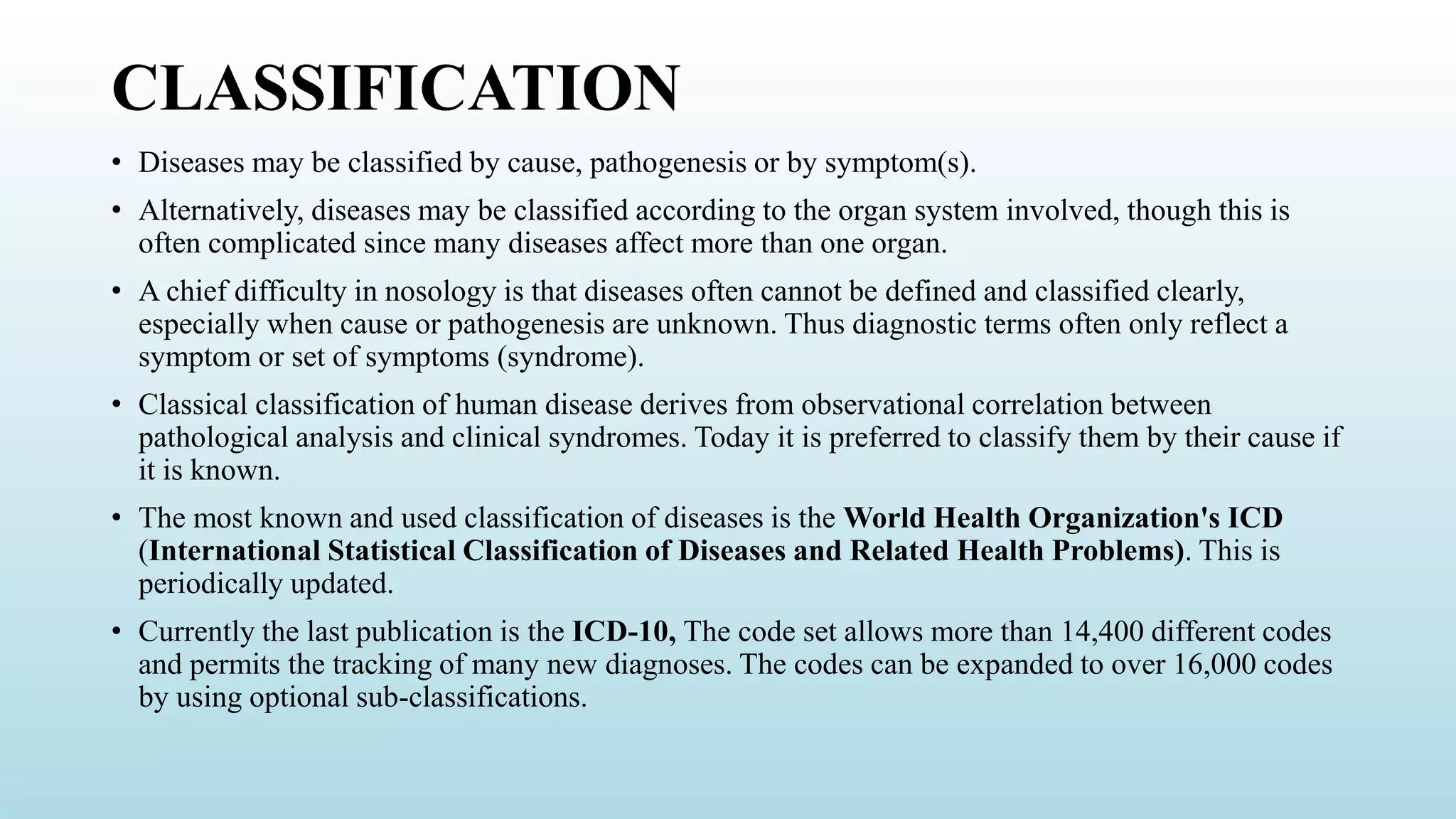 Classification of Diseases | PPTX