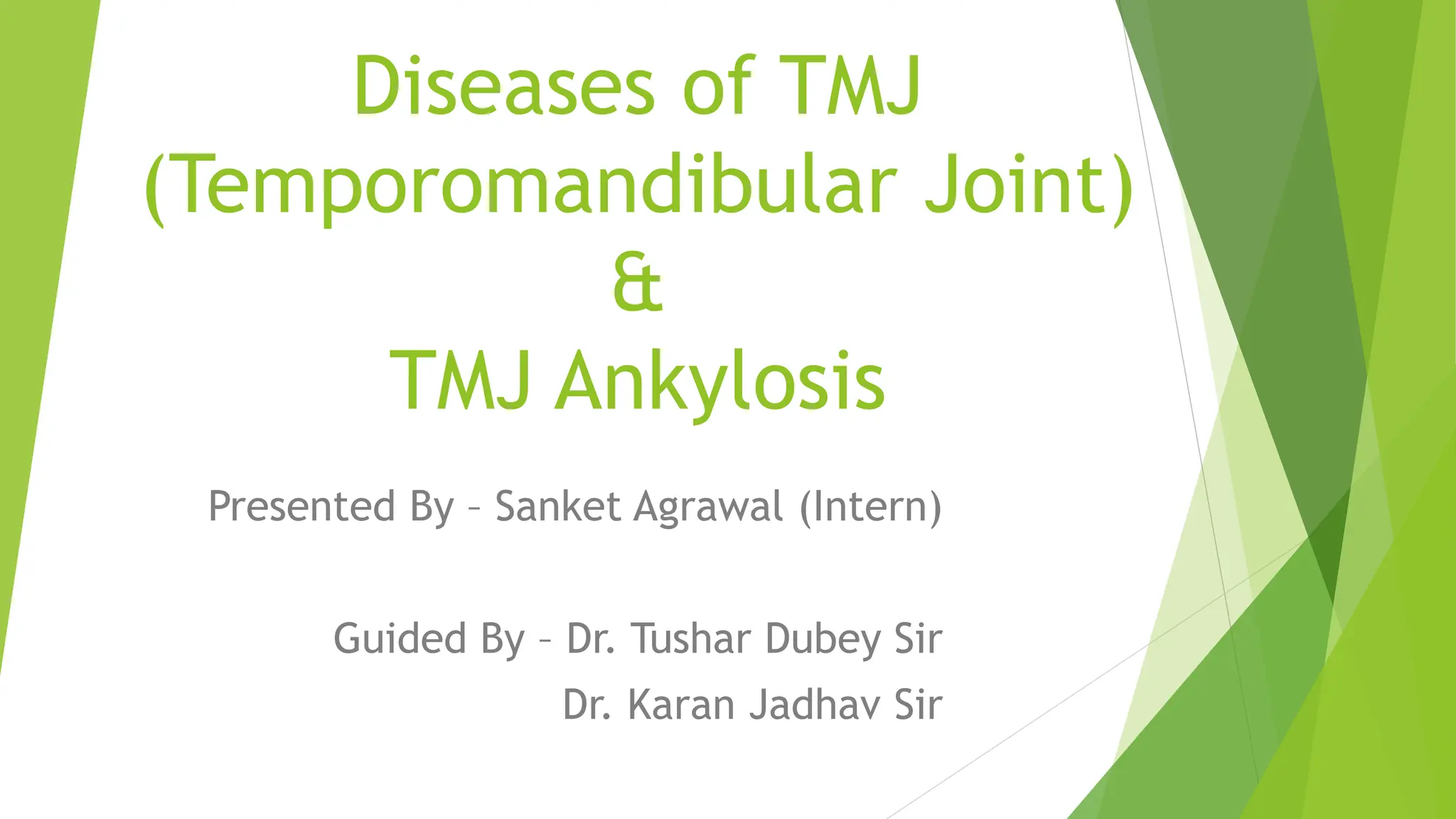 Classification of Diseases of TMJ and TMJ ankylosis in detail | PPTX