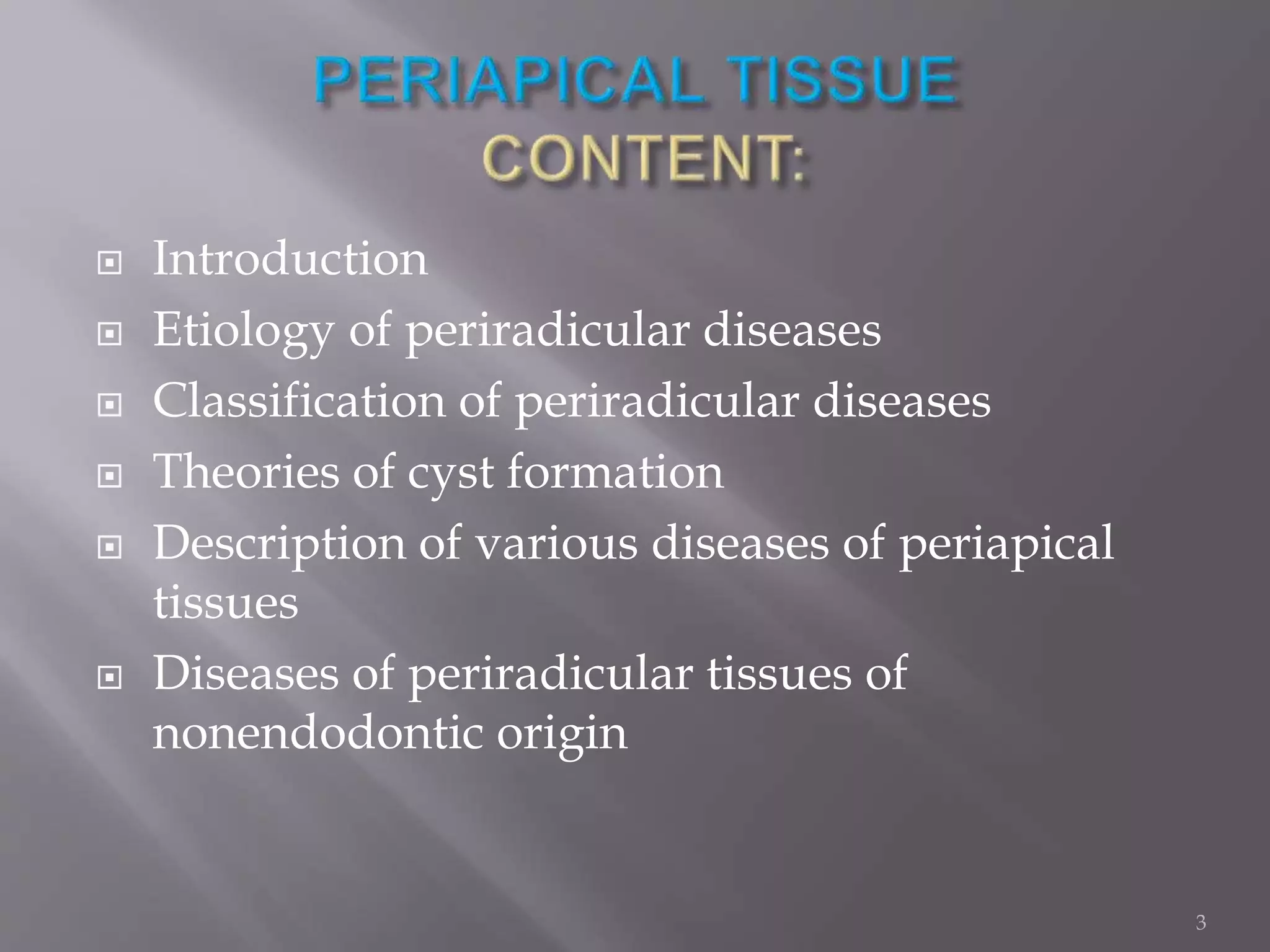 Diseases for pulp and periapical tissues | PPTX