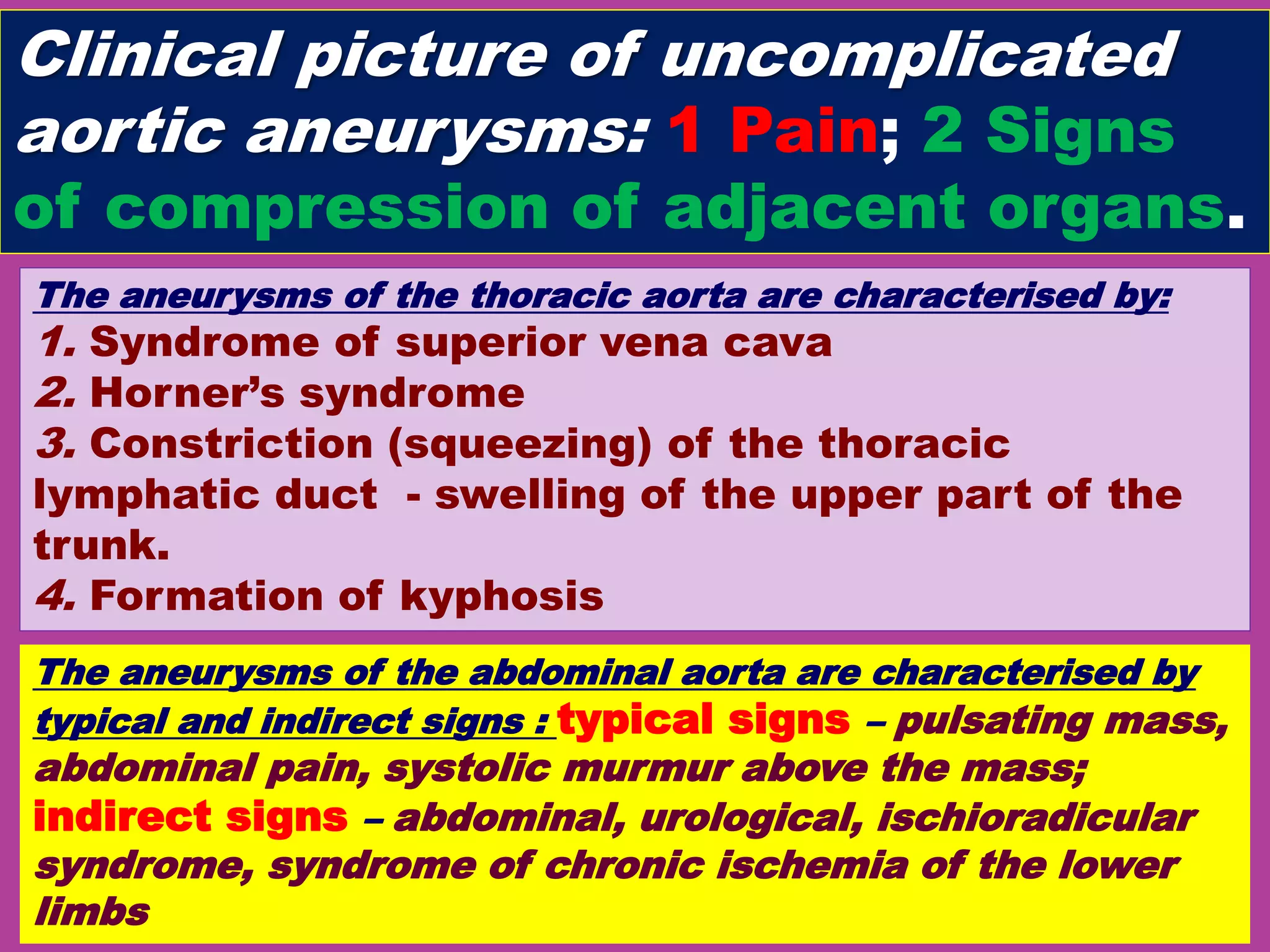 Diseases of aorta and its branches (lecture vasilevsky v.p.) | PDF