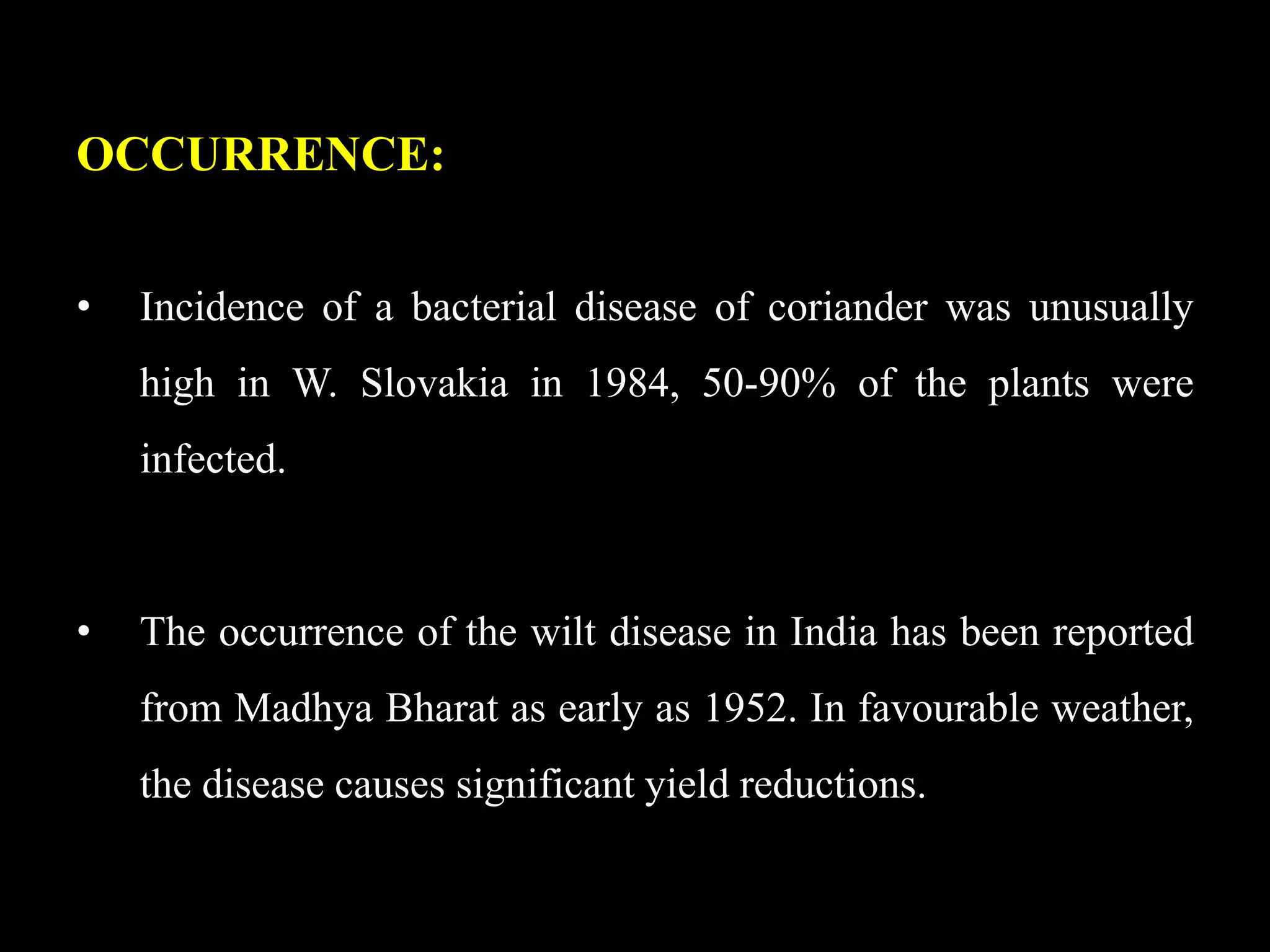Diseases of coriander | PPTX
