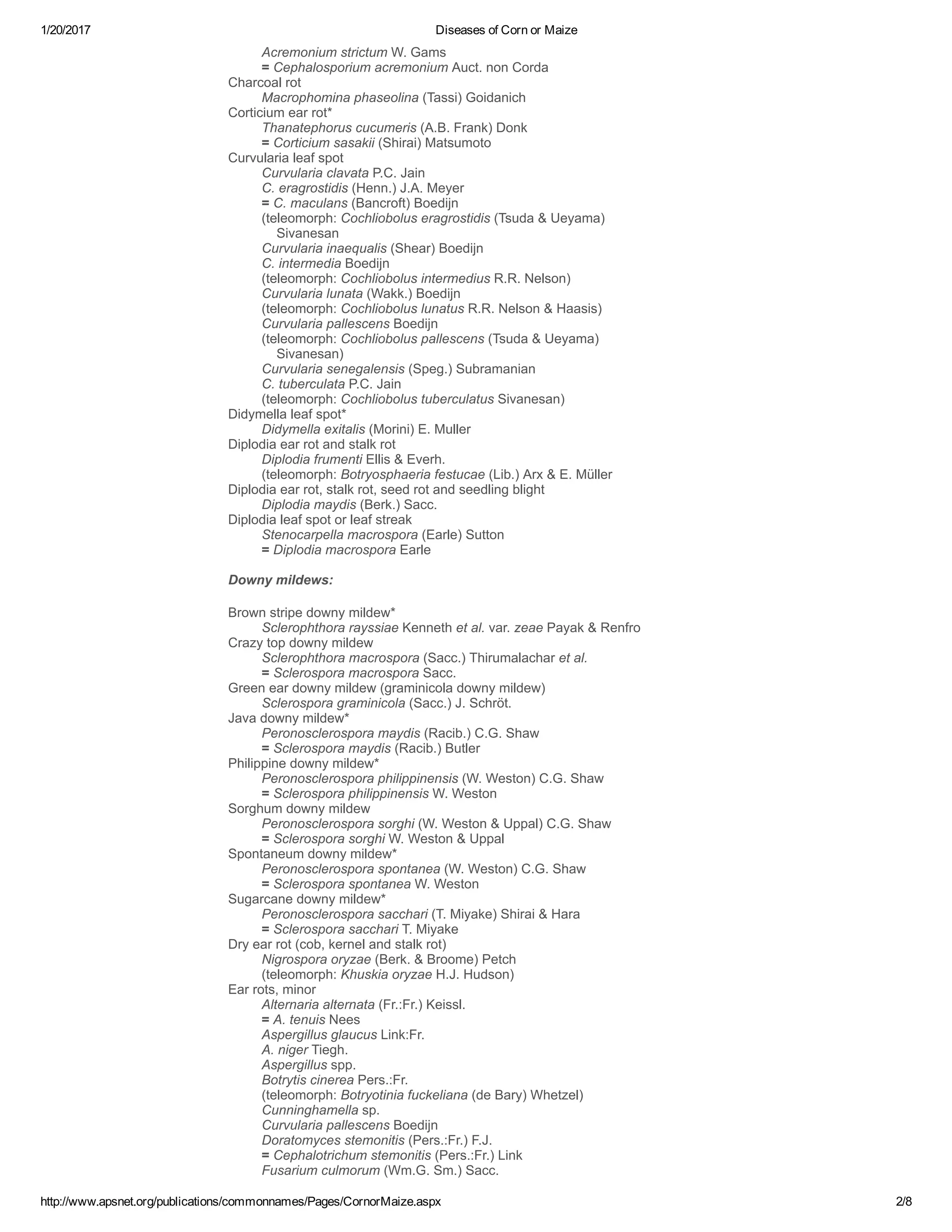 Diseases of corn or maize | PDF
