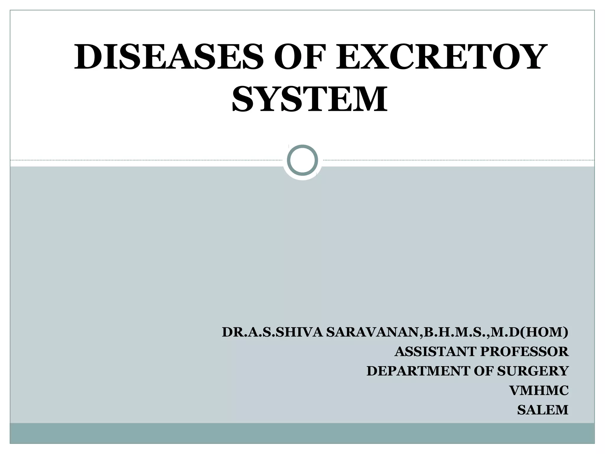 Diseases of excretory system | PPT