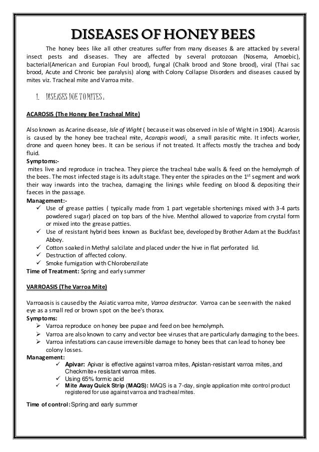 Diseases Of Honey Bees