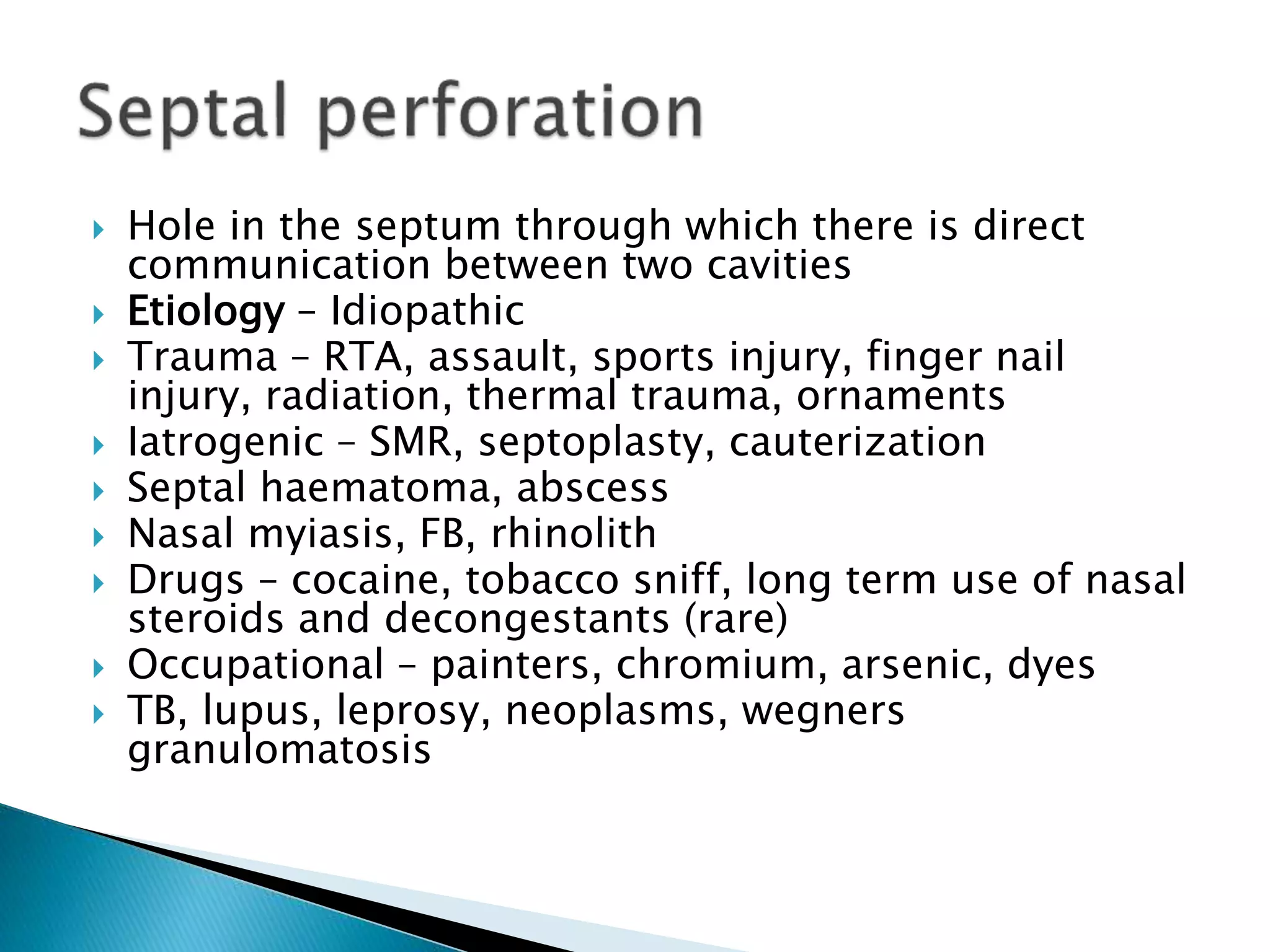 Diseases of nasal septum | PPTX