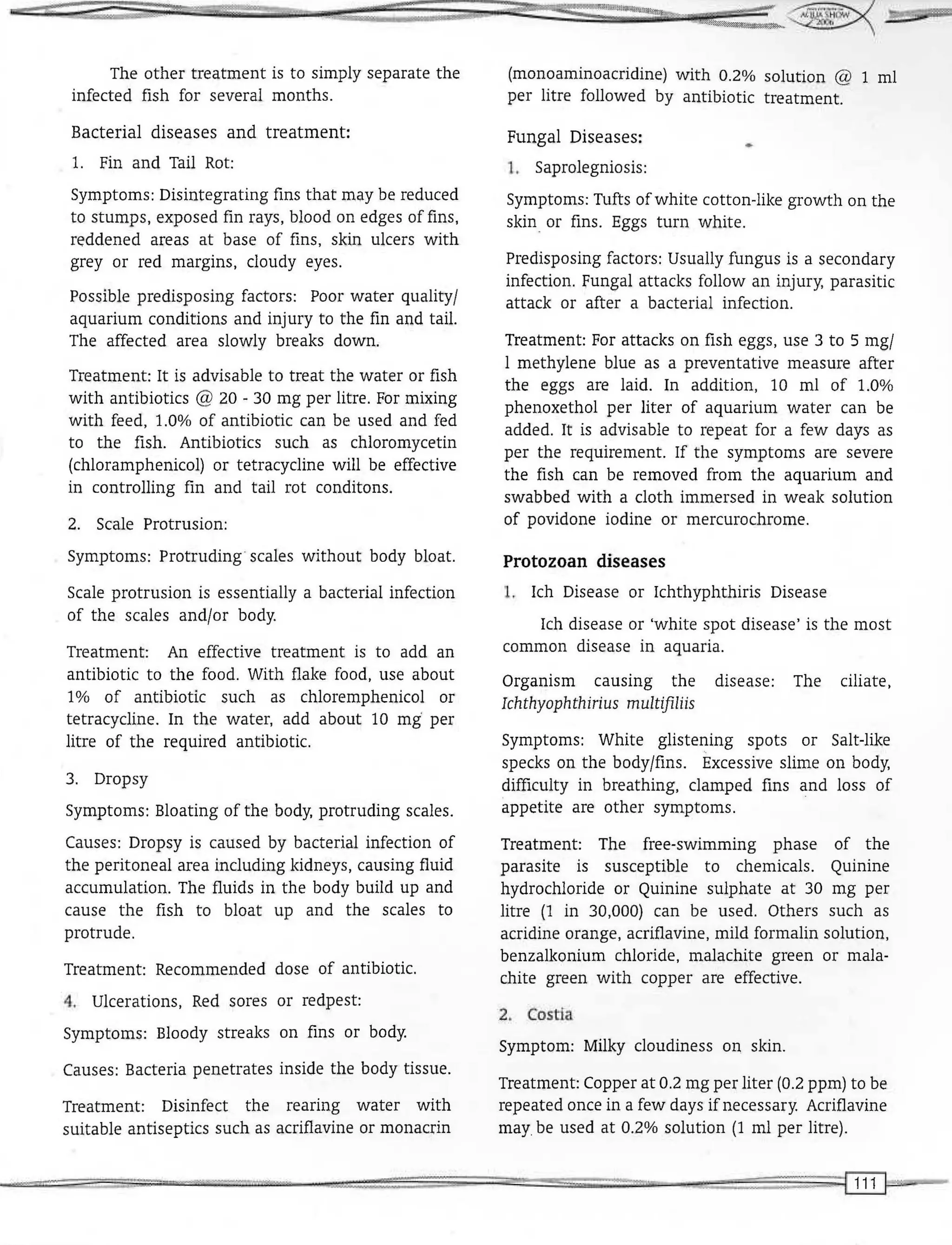 Diseases of Ornamental fishes and their control | PDF