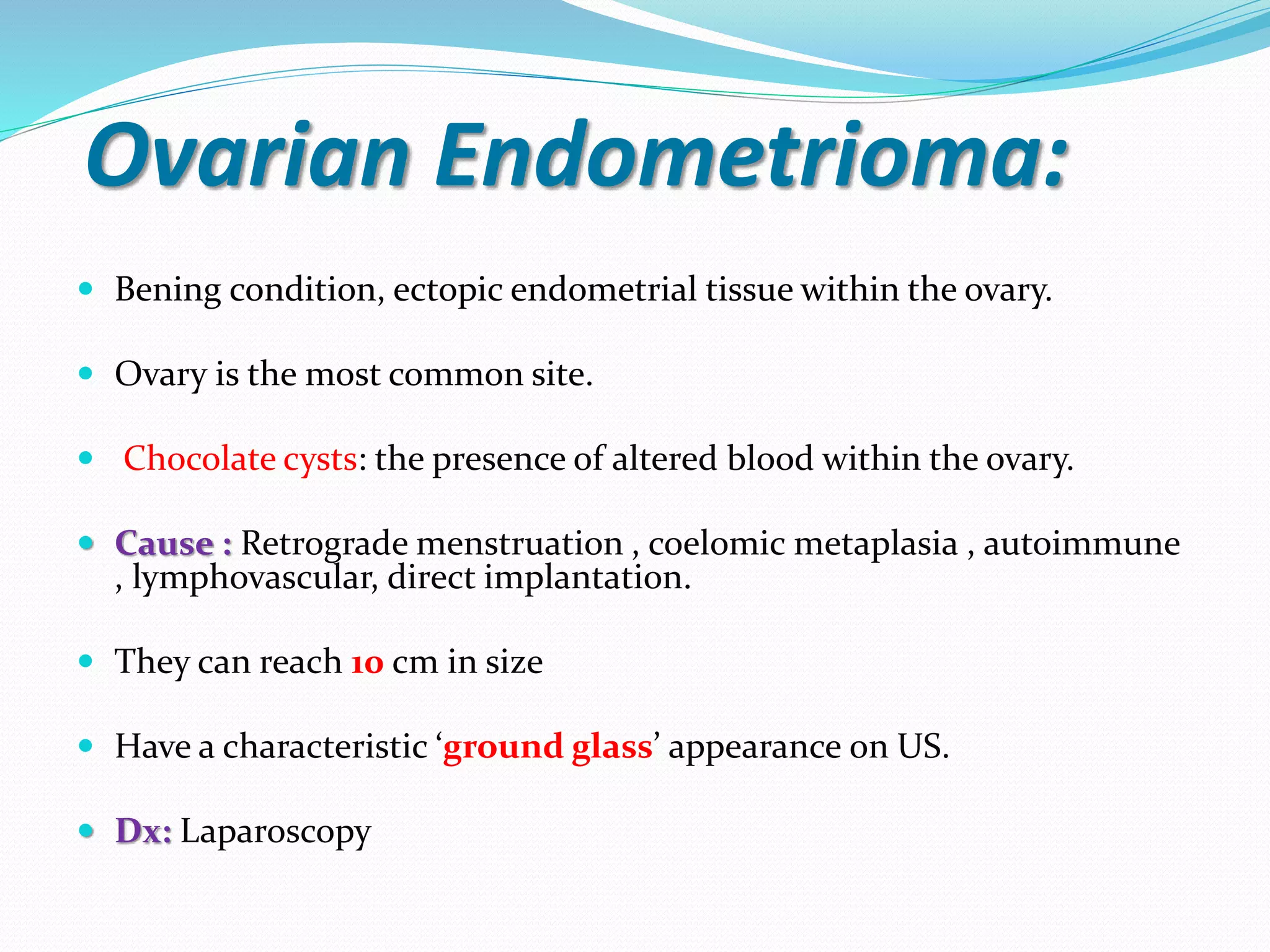 Diseases of ovary / OBS and GYN | PPTX