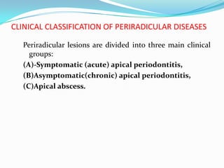 Diseases of periradicular tissues by dr ramesh bharti | PPTX