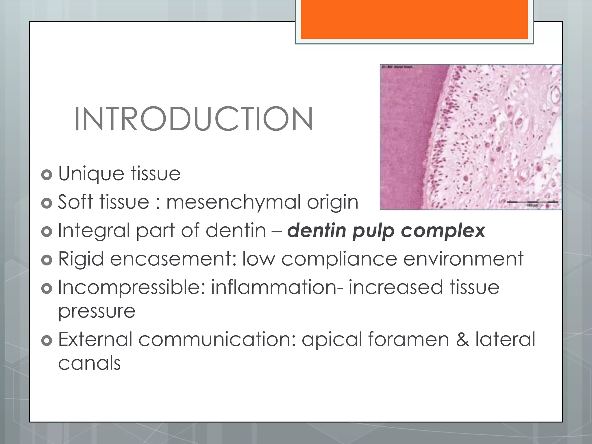 Diseases of the pulp:Part 1- Development, Physiology, Histology of ...