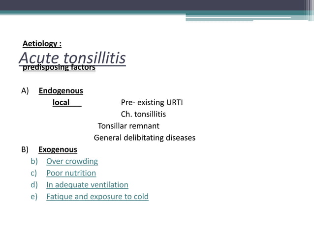 Diseases of tonsils and adenoids | PPTX | Ear, Nose and Throat ...