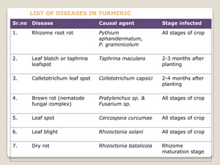 Diseases of turmeric and management | PPTX