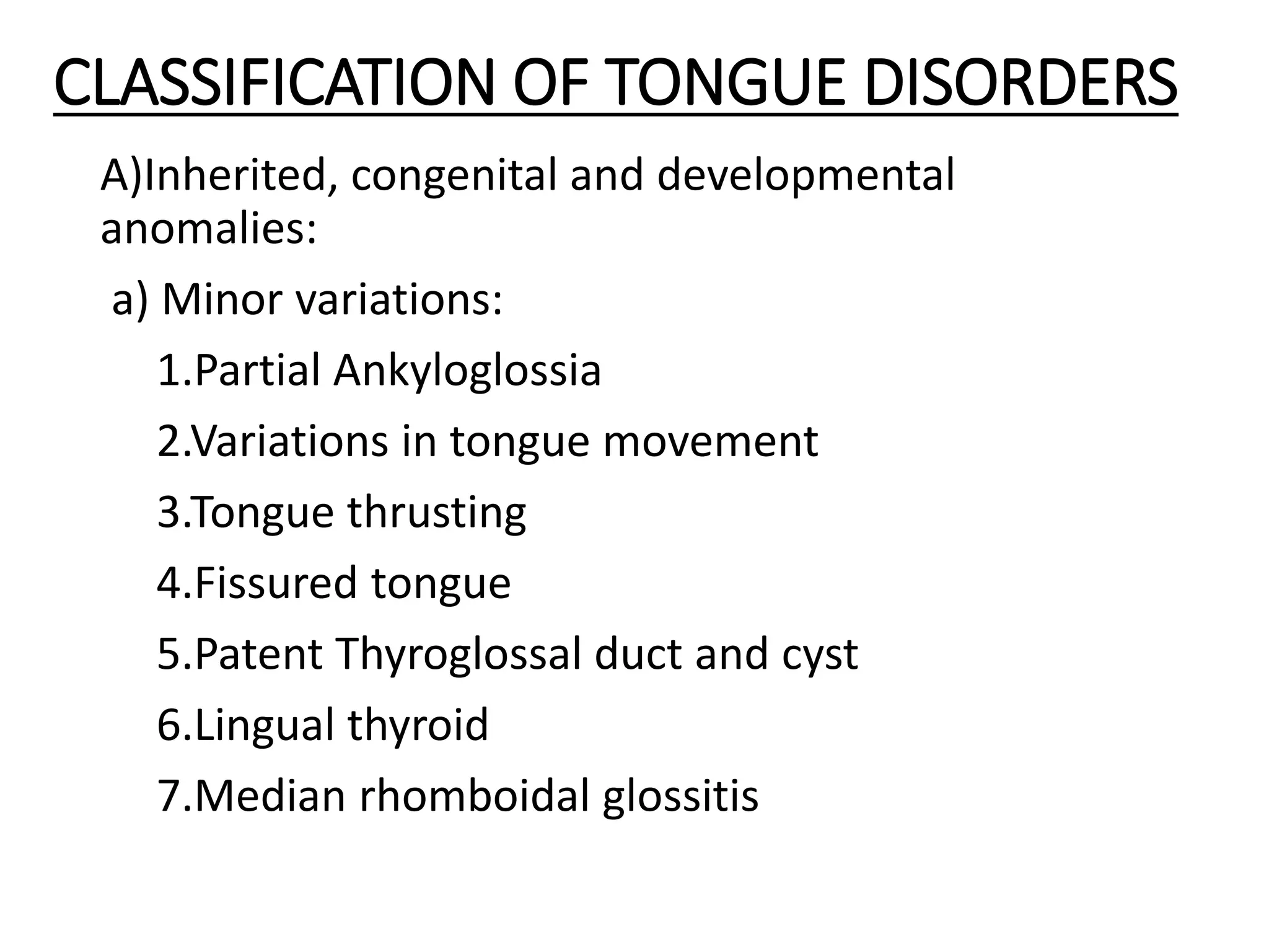 Classification and disorders of the tongue | PPT