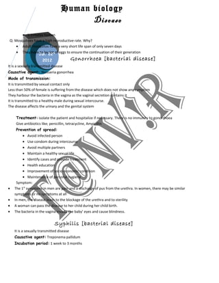 IGCSE human biology-- chap: disease....by T@NV!R | DOC | Infectious ...