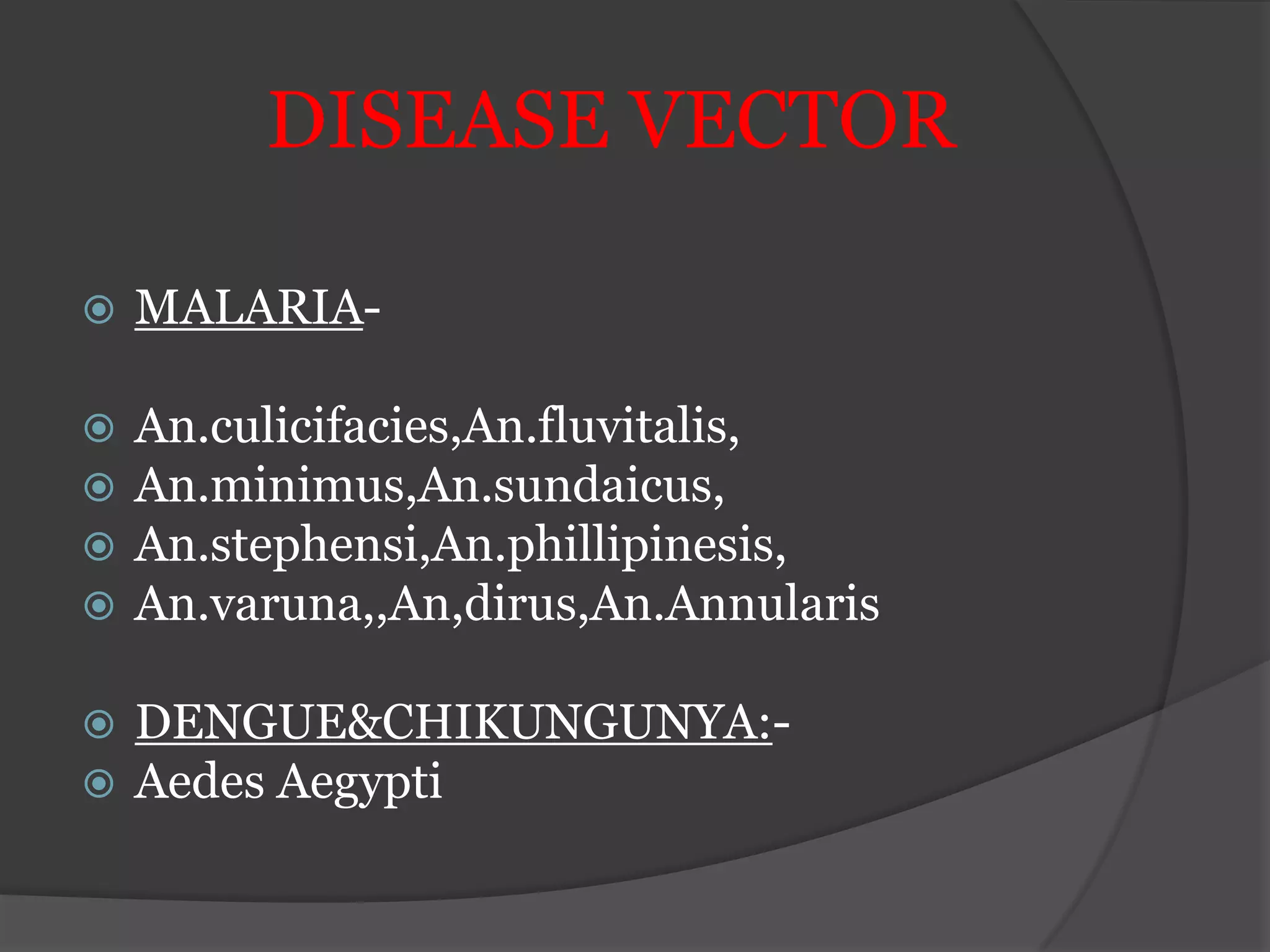Disease vectors and vector bionomics ppt | PPTX